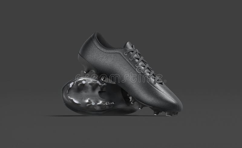Blank Black Soccer Boots with Rubber Cleats Mockup Stack, Darkness ...