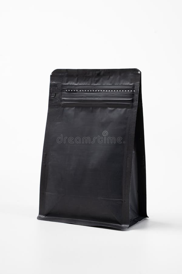 Blank Black Standing Pouch Container Stock Image - Image of clean, food ...