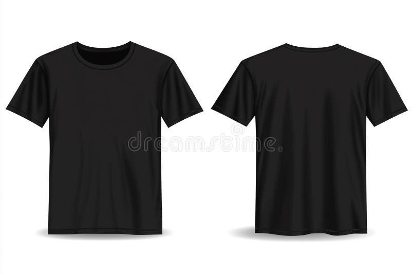 Blank Black T-Shirt Template Front and Back View for Custom Designs and ...