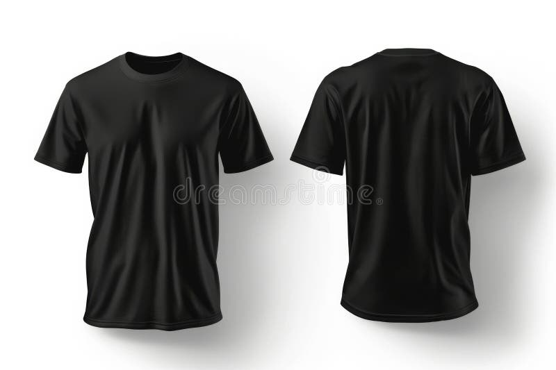 Blank Black T Shirt Template, Front and Back View Stock Illustration ...