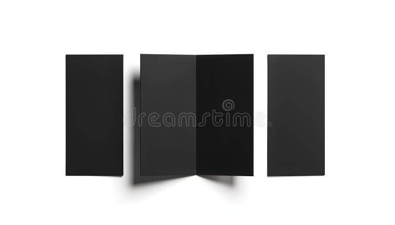 Blank Black Two Folded Booklet Mock Up, Opened and Closed, Front and ...