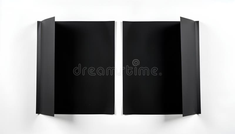 Blank Black Two Folded Booklet Mock Up, Opened and Closed, Front and ...