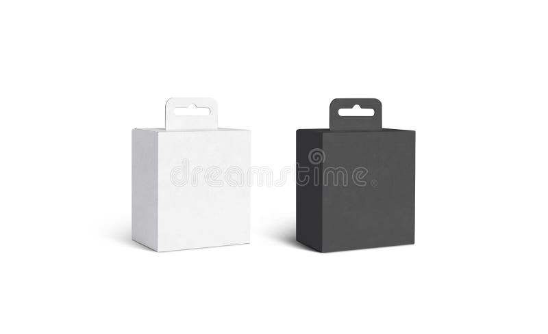 Blank Black and White Accessory Box with Hanger Mockup, Isolated Stock ...
