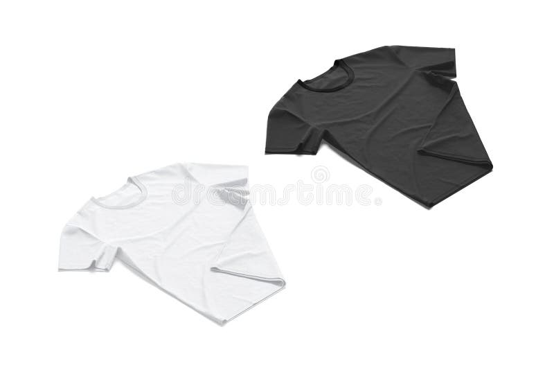 Blank Black and White Crumpled T-shirt Mockup Flat Lay, Isolated Stock ...