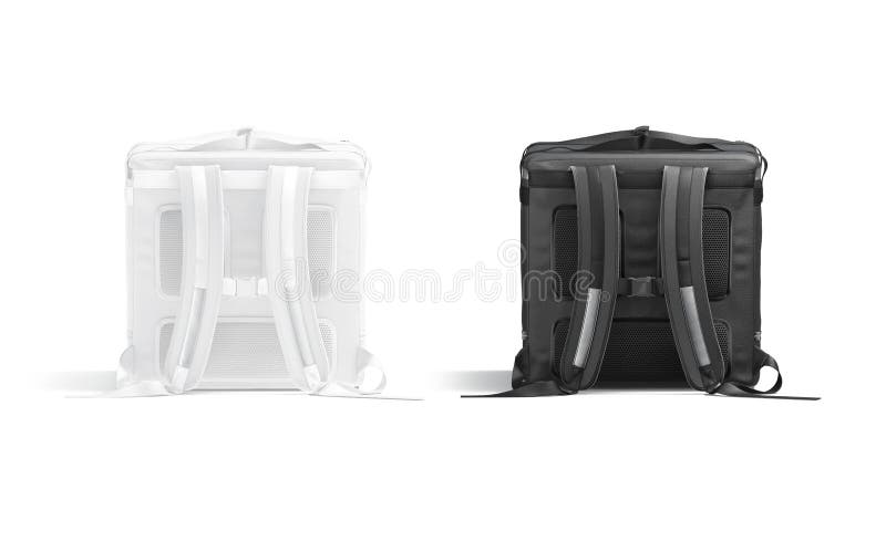 Blank Black and White Delivery Bag Mockup, Back View Stock Illustration ...