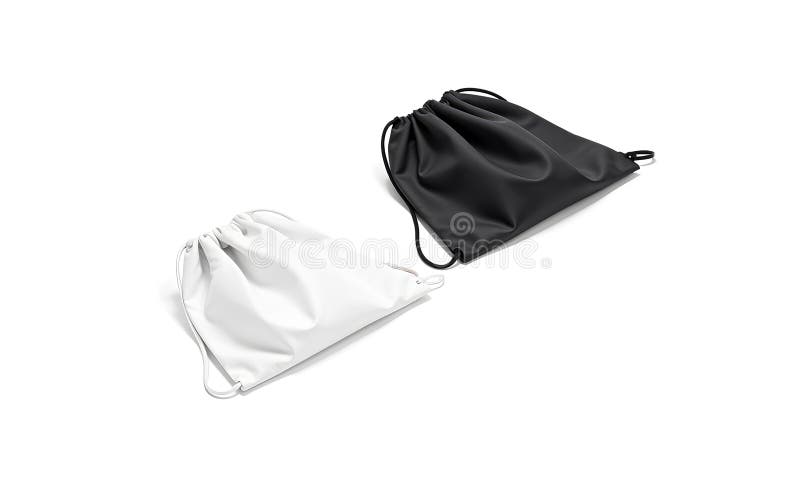 Blank Black and White Drawstring Backpack Mockup Lying, Side View ...