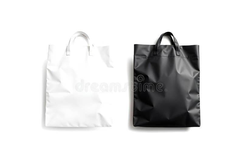 Blank Black White Loop Handle Plastic Bag Mockup Isolated Stock Photos ...