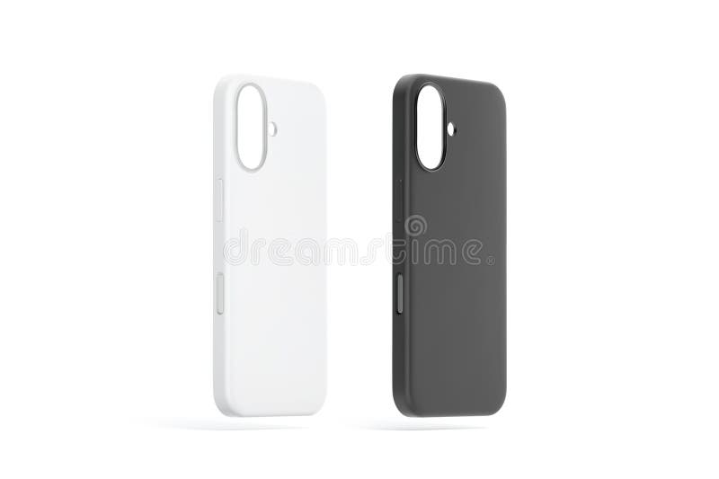 Blank Black and White Matte Phone Case Mockup, Half-turned View Stock ...