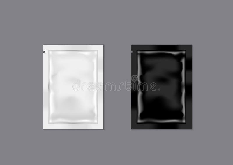 Blank Black and White Mini Sachet Packet Stock Vector - Illustration of ...