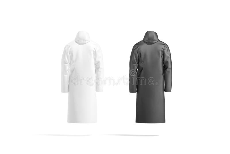 Blank Black and White Protective Raincoat Mockup, Back View Stock ...