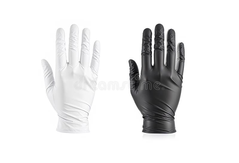 Blank Black and White Rubber Gloves Back Mockup, Front View. Stock ...
