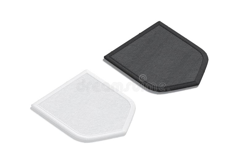 Blank Black and White Shield Embroidered Patch Mockup, Side View Stock ...