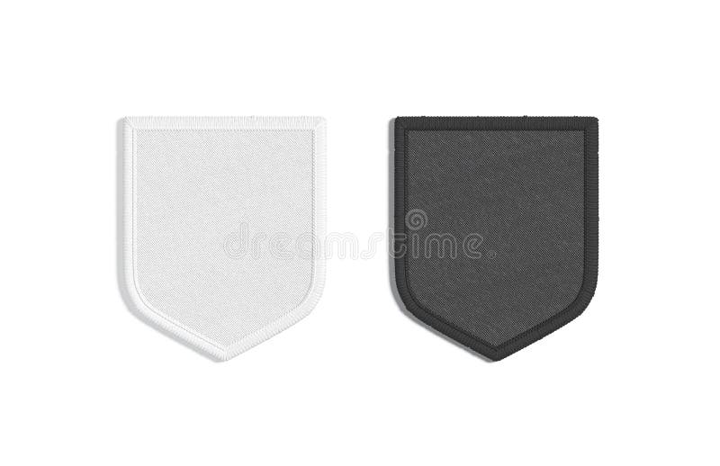 Blank Black and White Shield Embroidered Patch Mockup, Top View Stock ...