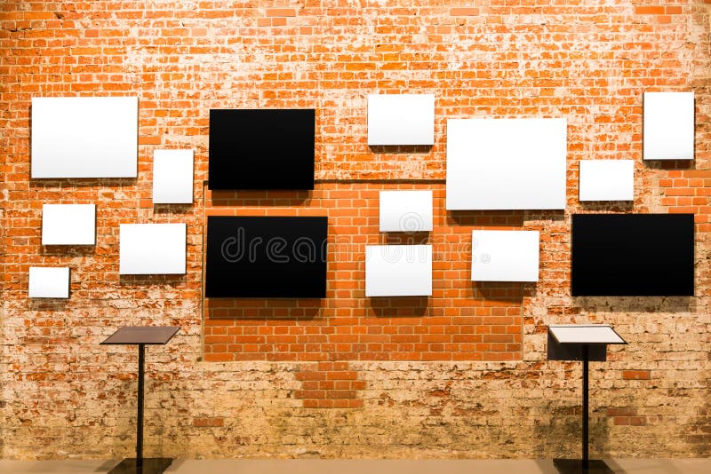 Blank Black and White Signboard Template for Text on the Wall. Stock ...