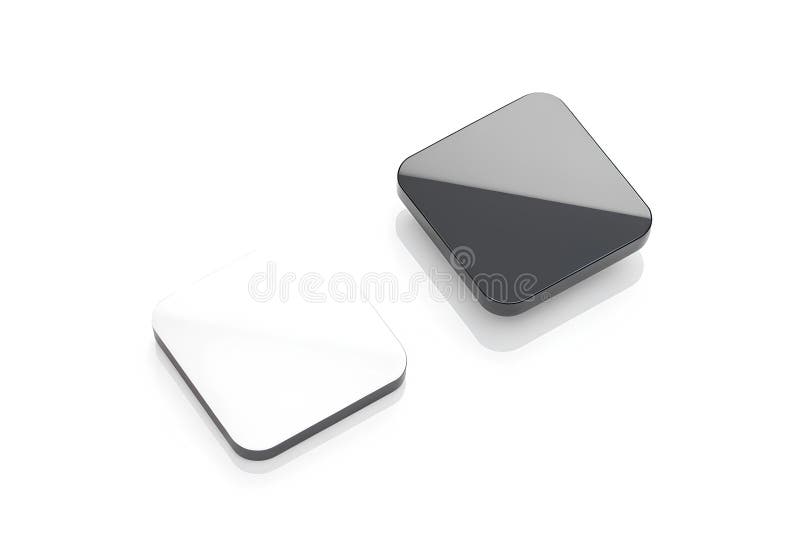 Blank Black and White Square Fridge Magnet Mockup, Side View. Stock ...