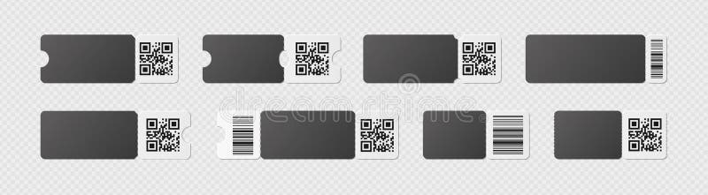 Blank Black and White Ticket Template Mockup with Barcode. Realistic ...