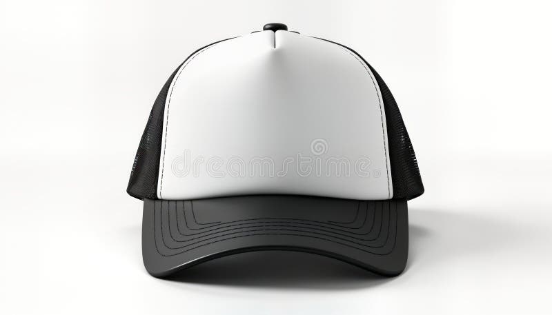 Blank Black, White Trucker Cap Mockup. Cap Isolated on White Background ...