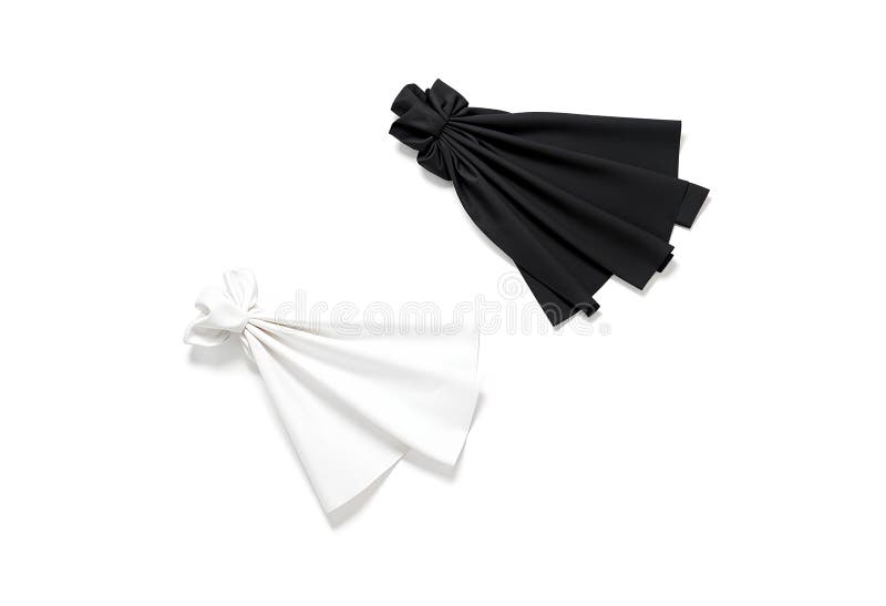 Blank Black and White Twisted Fabric Samples Mockup, Side View. Stock ...