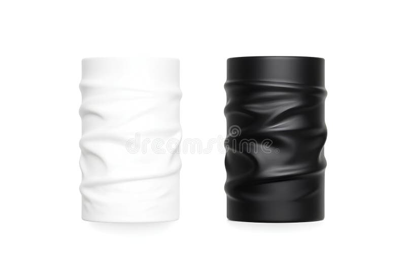 Blank Black and White Unfolded Neck Gaiter Mockup Front View. Stock ...