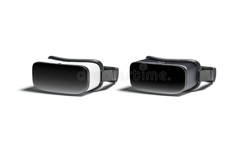 Blank Black and White Virtual Reality Goggles Mockup, Side View Stock ...