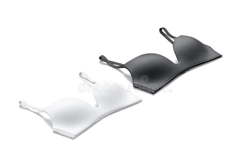 Blank Black and White Wireless Bra Mockup, Side View Stock Illustration ...
