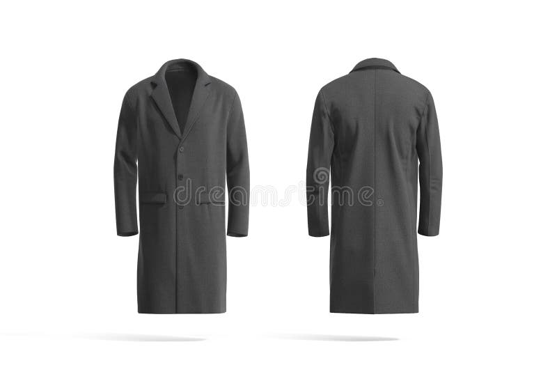 Blank Black Wool Coat Mockup, Front and Back View Stock Illustration ...