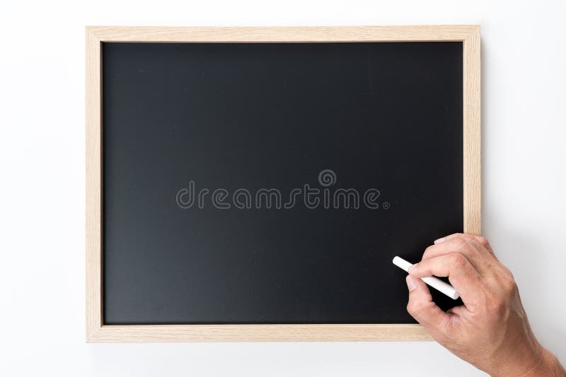 Blank Blackboard or Chalkboard with Hand Holding Chalk Stock Image ...