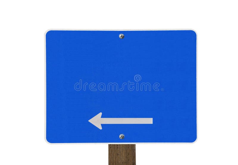 Blank Blue Arrow Road Sign Isolated on White Stock Photo - Image of ...