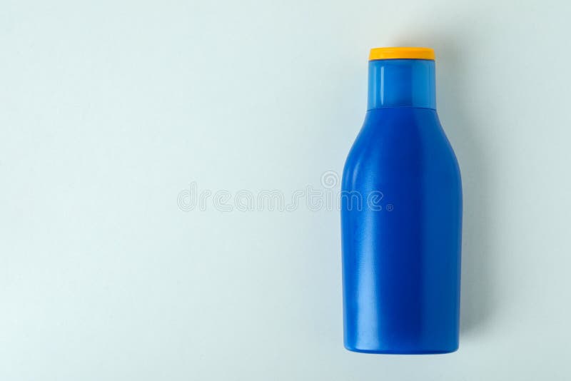 Blank Blue Bottle of Sunscreen on White Background Stock Photo - Image ...