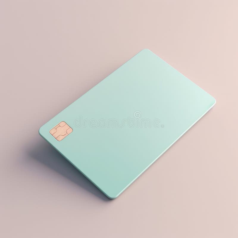 Blank Blue Credit Card with Microchip on Pink, Copy Space, Created ...
