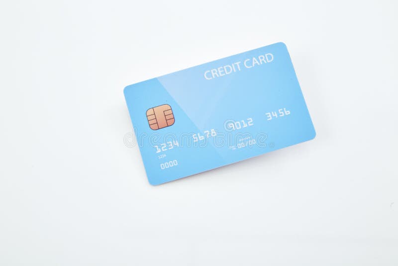 Blank Blue Credit Card on White Background Stock Image - Image of ...