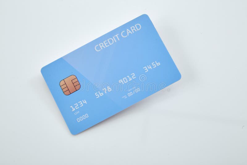 Blank Blue Credit Card on White Background Stock Photo - Image of blank ...