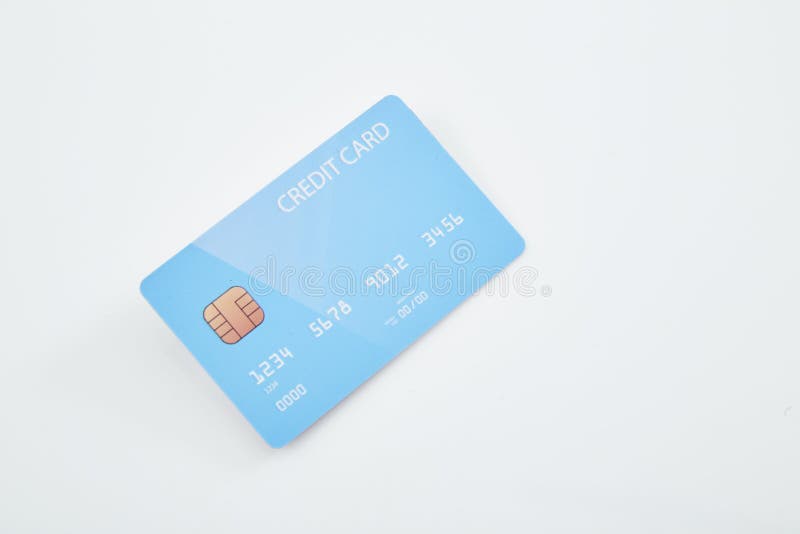 Blank Blue Credit Card on White Background Stock Image - Image of ...