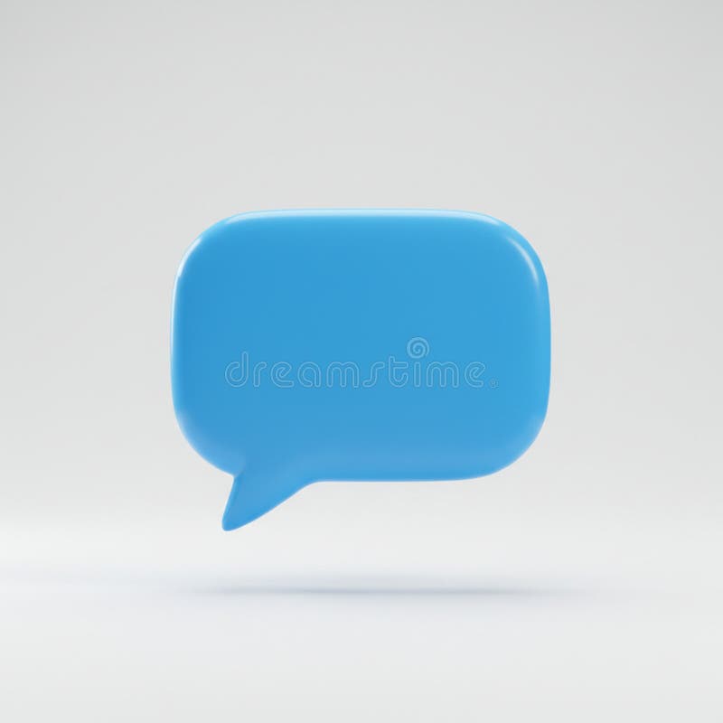 Blue 3D Speech Bubble Blank Text Message Icon Design Chat Talk Symbol ...