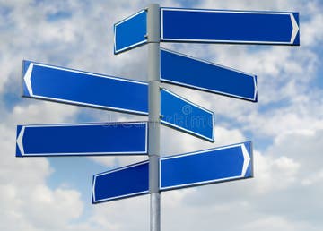 Blank blue direction sign stock photo. Image of billboard - 3934578