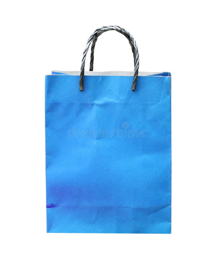A Blue Paper Bag Can Safe the World Isolated on White Background Stock ...