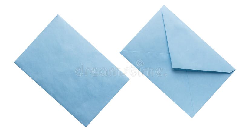Blank of Blue Paper Envelope on Both Sides, Isolated on White Stock ...