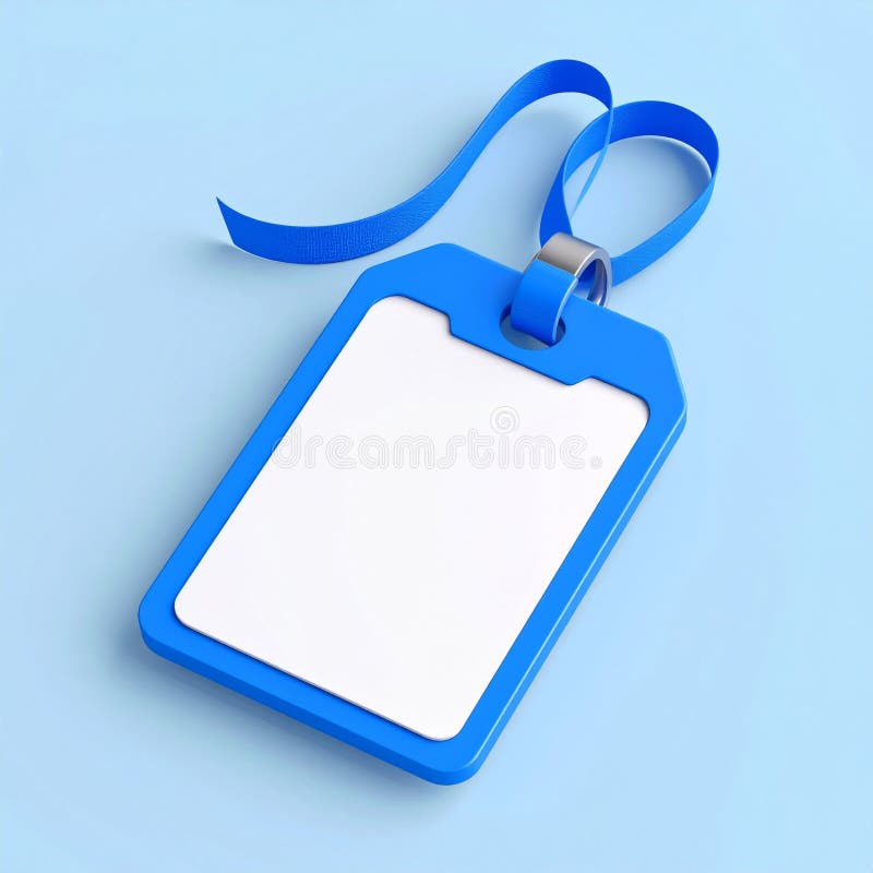 Blank Blue Plastic Tag with Ribbon Mockup Stock Illustration ...