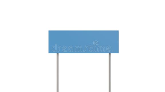 Blank Blue Rectangular Sign or Banner on White Background for Direction ...