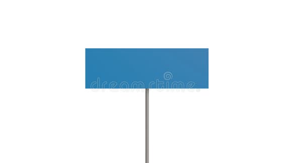 Blank Blue Rectangular Sign or Banner on White Background for Direction ...