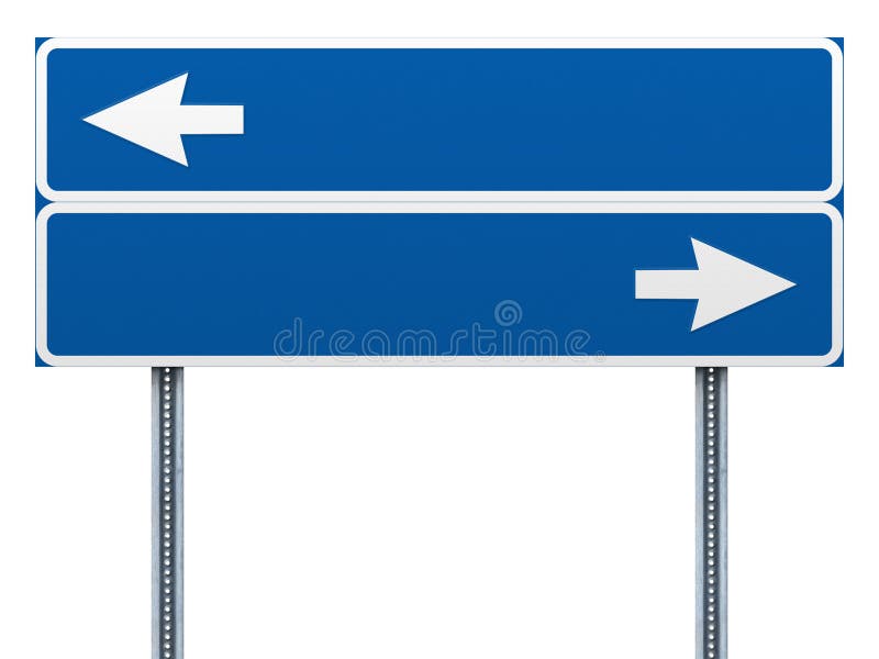 Blank Blue Road Sign With Arrows. Stock Photo - Illustration of city ...