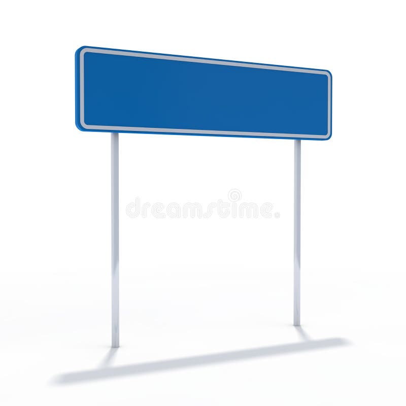 Blank Blue Road Sign or Empty Traffic Signs. 3D Stock Illustration ...