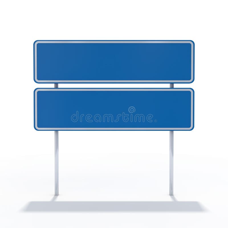 Blank Blue Road Sign or Empty Traffic Signs. 3D Stock Illustration ...