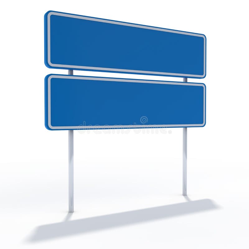 Blank Blue Road Sign or Empty Traffic Signs. 3D Stock Illustration ...