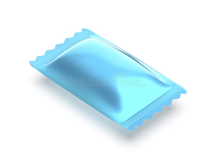 Blank Blue Sachet with Hard Candy Stock Photo - Illustration of blue ...