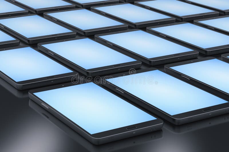 Blank Blue Screen Mobile Phones Stock Illustration - Illustration of ...