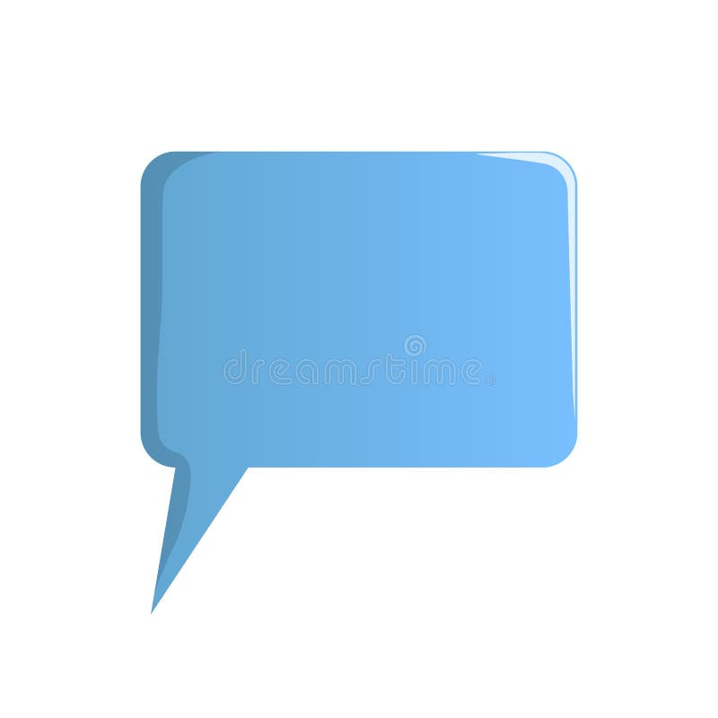 Blank Blue Speech Bubble Icon on White Background. Vector Illustration ...