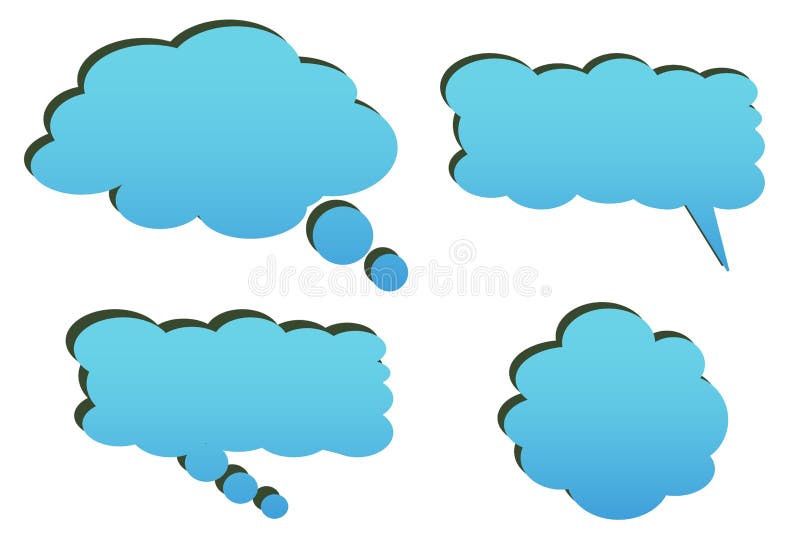 Blank Blue Speech Bubbles Set with Different Cloud Shape for Cartoon ... Blank Blue Speech Bubbles Set with Different Cloud Shape for Cartoon ...
