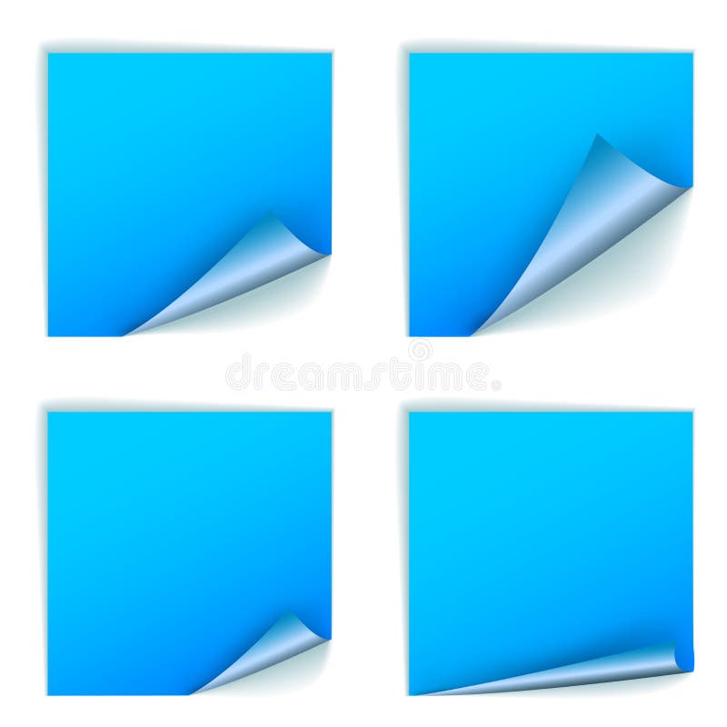 Blank Blue Square Stickers with Curl Sets Stock Vector - Illustration ...