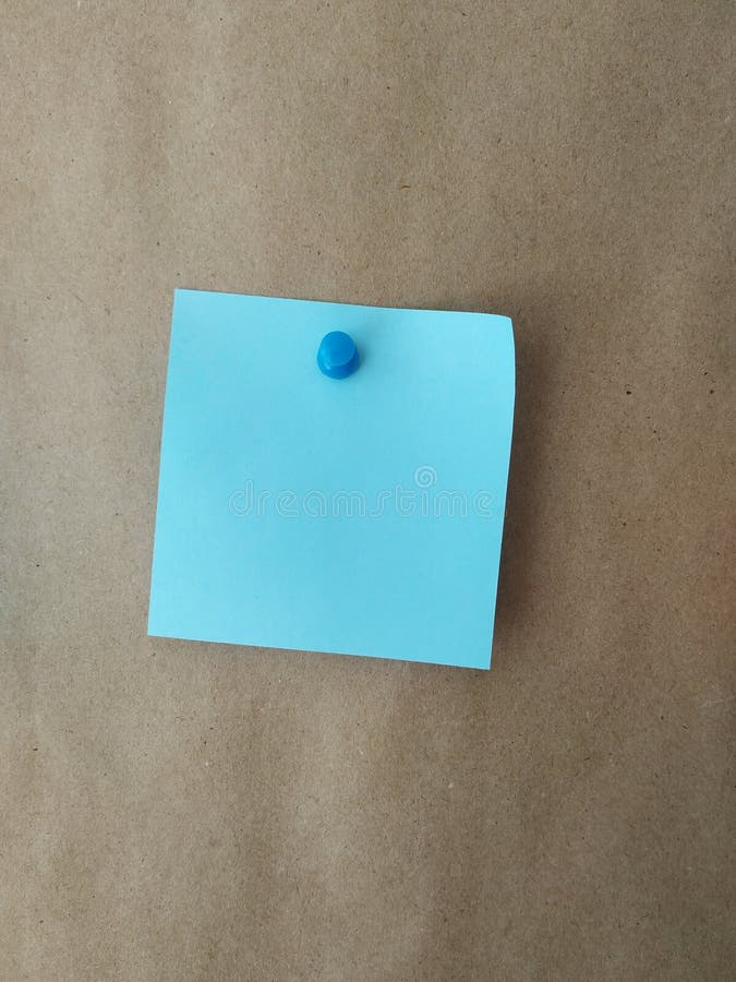Blank Blue Sticky Note Pinned on Bulletin Board. Stock Photo - Image of ...